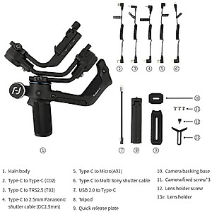 FeiyuTech SCORP-C Camera Stabilizer Gimbal for DSLR and Mirrorless Camera, Camera Handheld Gimbal 3-Axis, 5.5lbs Payload, for Sony α7Ⅳ A6300/A6400 A7S3 a9/a7 for Canon 5D3/80D for Nikon D7500/Z5/Z6 II