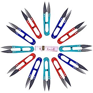 UCEC 12Pcs U Sewing Scissors Clippers, Embroidery Thrum Yarn Fishing Thread Beading Cutter, Mini Small Snips Trimming Nipper, Great for Stitch,DIY Supplies