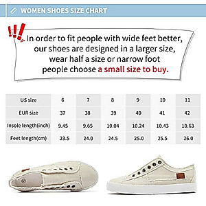 Women's Slip on Shoes Fashion Canvas Sneakers Non Slip Low Top Casual Shoes(Beige.US5)