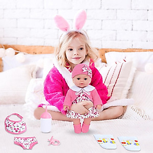 ZNTWEI 12 Inch Baby Doll Playset with Reborn Baby Dolls Clothes and Accessories Including Bottles, Nipple, Diaper, Bib, Underpants