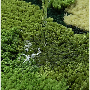 LRSBDSRL 3D Floral Area Rug, Lovely Green Moss, Irregular Flower Pattern, Non-Slip Plush, Washable Rug,for Playroom,Bedroom Floor Mat Bathroom Rug Laundry Rug (B, 2ft x 4ft)