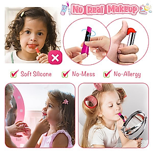 Pretend Makeup Kit for Toddlers Girls, Kids Pretend Play Makeup Set for Little Girls, Fake Toy Makeup Set with Cosmetic Case & Jewelry Set, Present Gift for Kids Girls Age 3 4 5+ ( Fake Makeup )