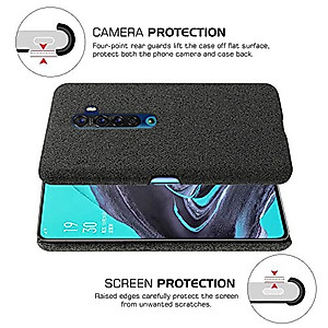 LUSEHNG Case for Oppo Reno2, Solid Color Canvas Smartphone Cover for Oppo Reno2, Slim Duaable Lightweight - Black