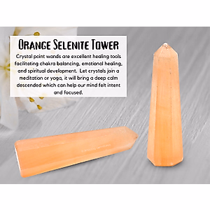 Orange Selenite Crystal Towers ~ Natural Healing Crystal Point Obelisk for Reiki Healing and Crystal Grid (2" to 3" INCH)