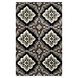 Superior Crawford Collection Area Rug, 8mm Pile Height with Jute Backing, Gorgeous Mediterranean Tile Pattern, Fashionable and Affordable Woven Rugs - 5' x 8' Rug, Black