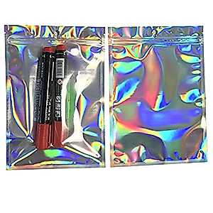 100 pieces holographic resealable Mylar bags for party favor food storage heat seal aluminum foil pouch for small business（10 x 15 cm (3.94 x 5.9 inch)）