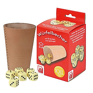 Nürnberger Spielkarten-Verlag GmbH NSV 6021 Dice Cup Leather with 6 Dice and Instructions in Folding Box XXL Dice Game