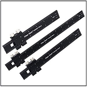 Precision Pocket Ruler Woodworking by Clear Style | Inch and Metric Indicators Professional Woodworking T Track Ruler 3 Pack 6, 8 and 12 inchs