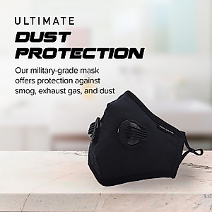 ECO-GEAR Anti Pollution Face Mask Particulate Respirator| Mask for Dust, Exhaust Gas, Smoke, Smog, Pollen and Fumes | Unisex Military Grade Washable Mouth Mask