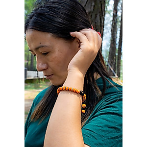Hands Of Tibet Tibetan Prayer Mala Embedded Medicine Bracelet Yoga Healing Beads Adjustable Wrist Mala For Meditation Many Color Choices (Orange)