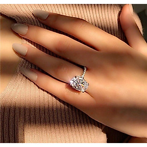 Goldenchen Fashion Jewelry Platinum Plated Sterling Silver Women Wedding Rings 3 Carat Oval Cut Cubic Zirconia Solitaire Engagement Ring (6)