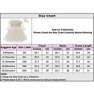 Coozy Baby Girls Dresses Christening Baptism Gowns, Ivory, Size 0-6 Months
