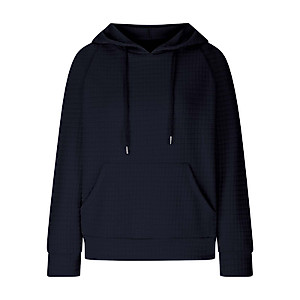 Ceboyel Women Waffle Knit Cute Hoodies Drawstring Pullover Sweatshirts Fashion Casual Sweaters Comfy Fall Clothes Outfits fall Outfits for Women for Work Navy Xl
