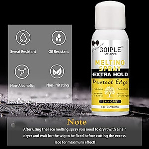 Lace Melting and Holding Spray Glue-Less Hair Adhesive for Wigs, Lace Bond Adhesive Spray Wig Spray for Closure Wigs Closure Front Extensions, Strong Natural Finishing Hold with Control Wig Kit Set