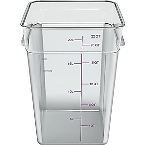 Carlisle FoodService Products Squares Square Food Storage Container with Stackable Design for Catering, Buffets, Restaurants, Polycarbonate (Pc), 22 Quarts, Clear