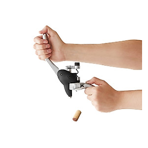 Houdini Corkscrew Wine Opener, Includes Foil Cutter and Extra Spiral, Black