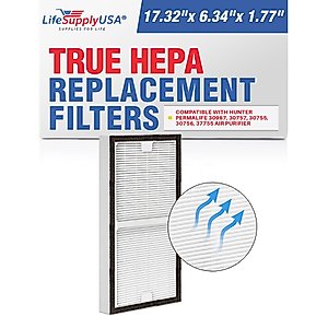 LifeSupplyUSA HEPA Filter Replacement Compatible with Hunter Permalife 30967, 30757, 30755, 30756, 37755