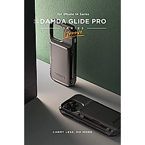 VRS DESIGN Damda Glide Pro Phone Case for iPhone 14 Pro, Sturdy Semi Auto Wallet [4 Cards] Case Compatible for iPhone 14 Pro Case (2022) (Groove Black)