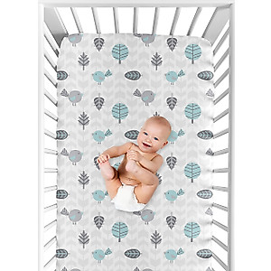 Fitted Crib Sheet for Turquoise Blue and Gray Earth and Sky Baby/Toddler Bedding - Nature Print