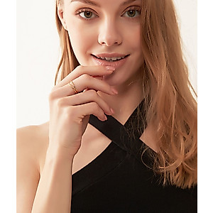 TIGRADE 3Pcs 1.5mm Stainless Steel Stacking Rings for Women Stackable Thin Ring Statement Band Comfort Fit Size 3-12, Gold, Size 6.5