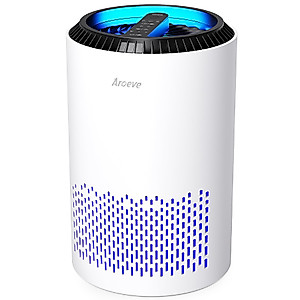 AROEVE Air Purifiers for Home, H13 HEPA Air Purifiers Air Cleaner For Smoke Pollen Dander Hair Smell Portable Air Purifier with Sleep Mode Speed Control For Bedroom Office Living Room, MK01- White