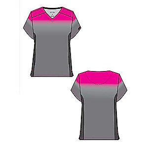 KOI Lite Women's V-Neck Ombre Reform Scrub Top Ruby/Black M