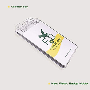 Clear ID Badge Holder for Lanyard Hard Plastic Card Holder by Fallen One, Permanent Locking, Vertical, 2 Pack