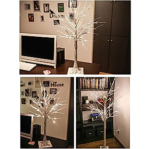 AAMNA White Birch Tree Floor Lamps for Living Room Modern Led Christmas Simulation Tree Standing Lights Living Room Bedside Bedroom Romantic Decoration