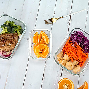 YANGNAY 10 Pack Glass Meal Prep Containers with Steam Vent, Food Storage Containers with Airtight Lids, Dishwasher/Microwave/Oven/Freezer Safe Glass Containers for Leftovers (2 Sizes, Grey)