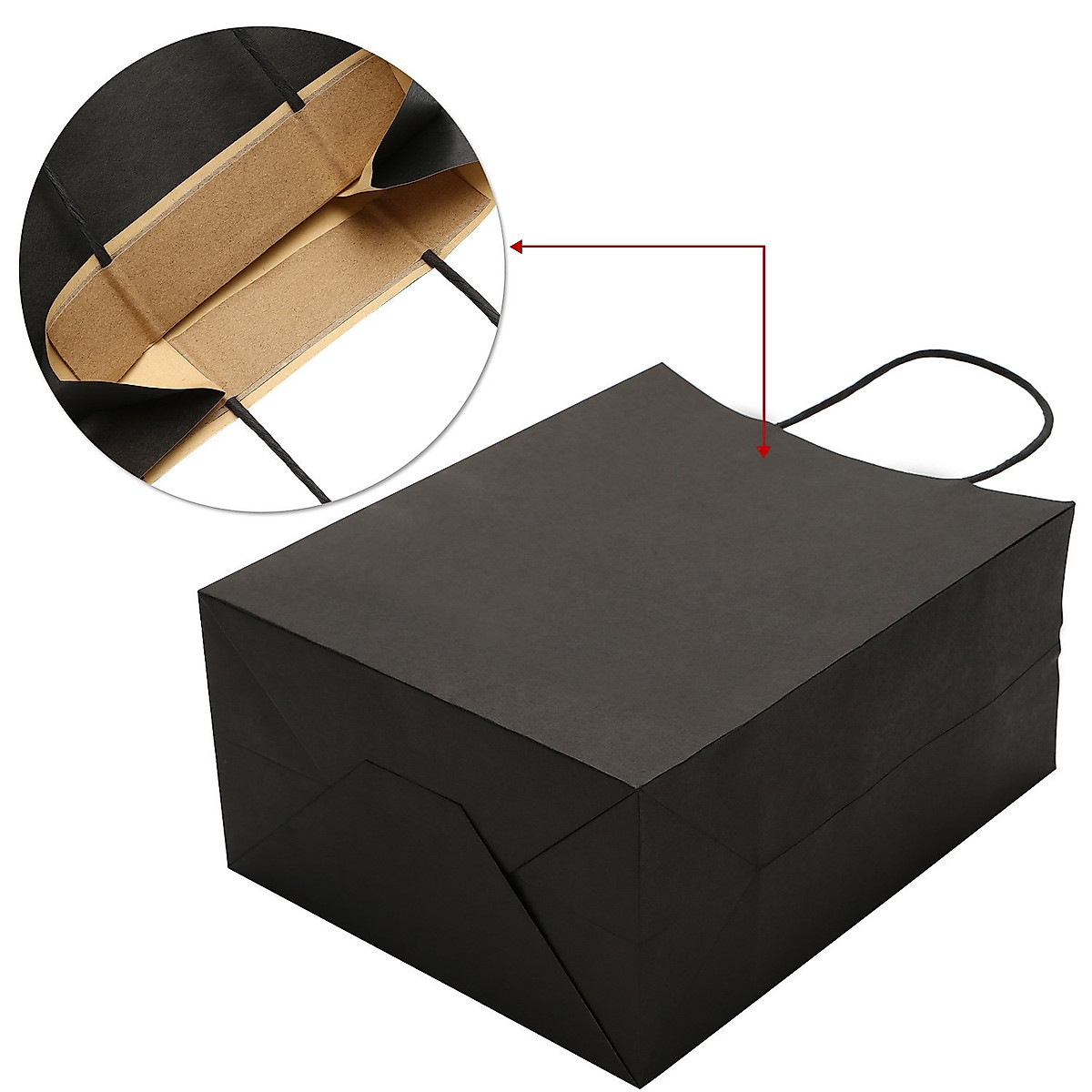 Ronvir 50Pcs Black Gift Bags, 10x5x13 Inches Paper Bags With Handles, Large Shopping Bags, Recycled Black Kraft Bags For Business, Retail, Christmas, Welcome, Wedding, Party, Holiday