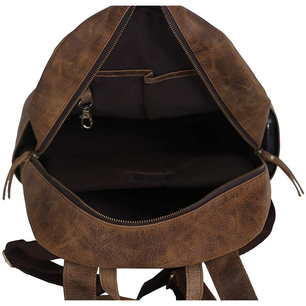 KomalC Leather backpack purse rucksack laptop bag for women & men travel school college hiking travel shoulder camping bag