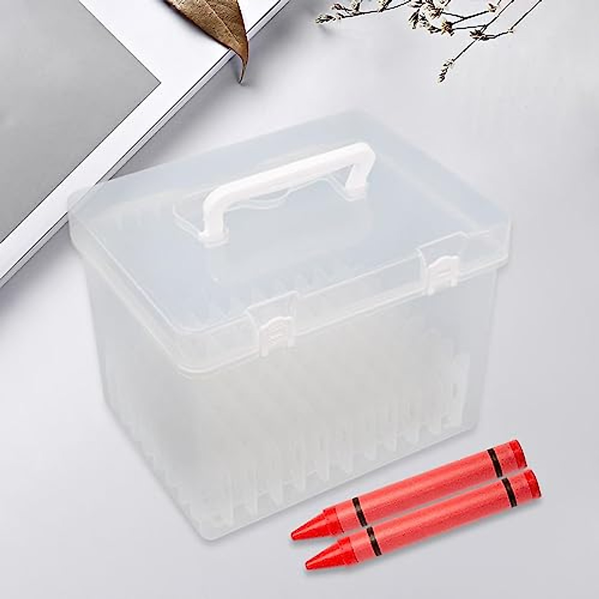 Marker Pen Carrying Case Marker Pens Storage Box Pencil Organizer Portable Clear Handheld Marker Pen Organizer Marker Holder with Slots, 108 Slots