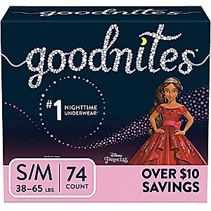 GoodNites Bedtime Bedwetting Underwear for Girls, Size S/M, 74 ct.