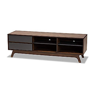 Baxton Studio TV Stands, Grey/Walnut