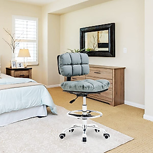 Antlu Adjustable Workbench Stool Esthetician Lash Chair,Drafting Tall Office Chair Counter Height Office Chairs,Rolling Shop Guitar Vanity Stool with Wheels (Gray)