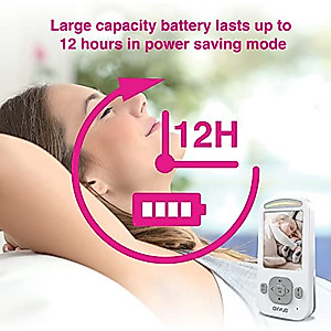 Video Baby Monitor, Slim Handheld, Non-Slip Design, 2.4" Vertical Screen Monitor & Digital Camera, Range up to 1000ft, 12 Hour Battery Life, 2-Way Talk, Night Vision, Temperature Monitor, No WiFi.