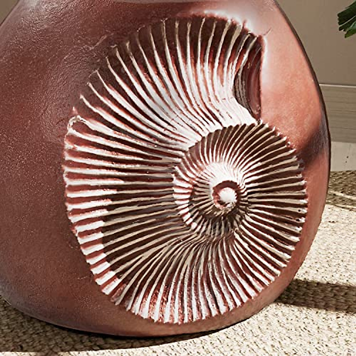 SUNBURY Outdoor Side Table for Patio, Concrete Side Table, Red Nautilus Small Side Table End Table, Outdoor Accent Table Garden Stool