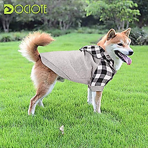 Pet Hoodie Dog Plaid Hoodie Fleece with Hat for Small Medium Dogs- Pet Winter Hoodie Warm Sweater Shirt Clothes Charcoal Gray Plaid Cozy Hooded - Pullover Dogs Hooded Warm Outfit