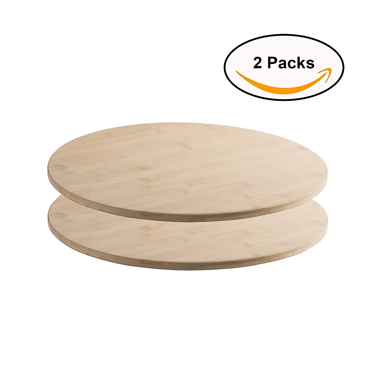 Bamboo Cutting Boards for Kitchen - Wood Cutting Board with Juice Grooves - Small Round Wood Tray & Cutting Board Meat, Wooden Cutting Boards for Kitchen Brisket Chopping Board, 16” x 0.5” Pack of 2