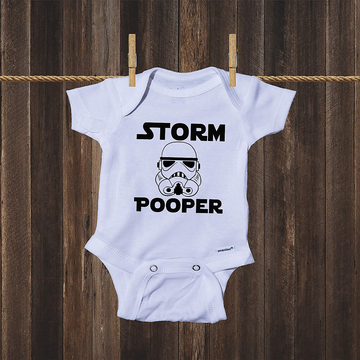 Ink Trendz STORM POOPER TROOPER Themed Baby Onesie® Bodysuit Romper (3-6 Months)