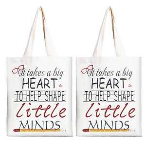 Weewooday 2 Pcs Teacher Appreciation Gifts Canvas Tote Bags Graduation Gifts for Women Teacher Travel Grocery Bag