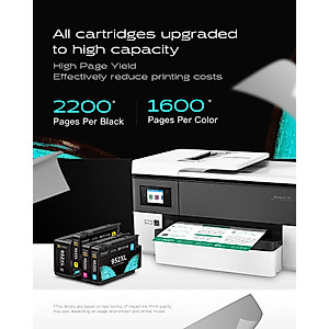 【Larger Capacity】 952XL High-Yield Ink Cartridges, Replacement for HP 952 952 XL Ink Cartridges Combo Pack (1BK/1C/1M/1Y), for OfficeJet Pro 8710 8720 7720 7740 8210 8702 8715 8725 Printers