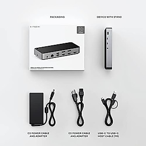 Satechi Triple 4K Docking Station, USB C Docking Station 14 in 1, with 100W PD, 2 DisplayPort, 3 HDMI, 4 USB C, USB-A, Gigabit Ethernet, and Audio Jack for MacBook, Windows
