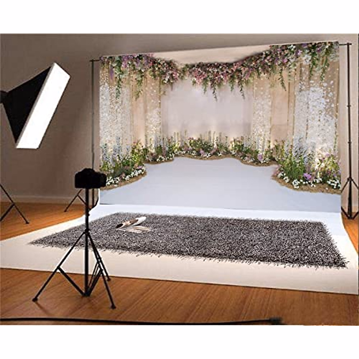 CSFOTO 8x6ft Wedding Backdrop for Cradle Ceremony Backdrop for Proposal Flowers Curtain Wedding Ceremony Banner Bridal Shower Background Mother's Day Backdrop Floral Marriage Backdrop