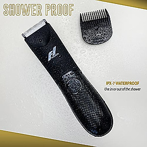 Fhuesion Electric Groin & Pubic Hair Trimmer for Men, Ball Shaver w/Light, Body Groomer Replaceable Ceramic Blade, Male Razor Waterproof Wet/Dry, USB Charging