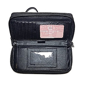 Stone Mountain Tooled Embossed SLG Wristlet Wallet, Black Gray