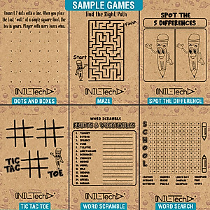 Kids Brown Paper Bags - Lunch Notes for Kids via Printed Jokes and Games Eco Friendly Food Safe 50pc Kraft Paper Lunch Bags for Everyday Lunch, Snack, Sandwich- Biodegradable