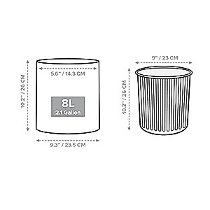 Modern Round Waste Basket - 2.1Gal/8L Open Top Trash Bin - White Garbage Can with Removable Plastic Bin - Keeps Liner Bag Hidden - Bathroom Garbage Can or Trash Can for Kitchen - Minimalist Office Trash Can