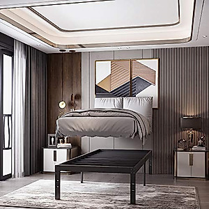 Homdock Twin XL Bed Frame, Heavy Duty 16 Inch Metal Platform Mattress Foundation/Sturdy Strong Steel Structure/Fits to 3500 lbs/Noise Free/None Slip/No Box Spring Needed/Black Finish