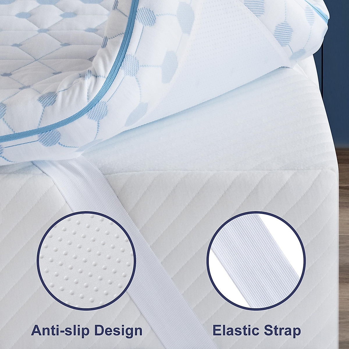 Sleepmax 3 Inch Medium Firm Mattress Topper Queen - Gel Memory Foam Mattress Topper - High Density Foam Mattress Pad for Back Pain, Medium Firm Foam Bed Topper with Removable Cover